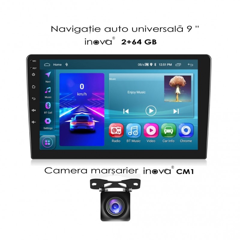 Navigatie auto universala INOVA® 9 inch, 2DIN, Android 13, 2GB RAM ...