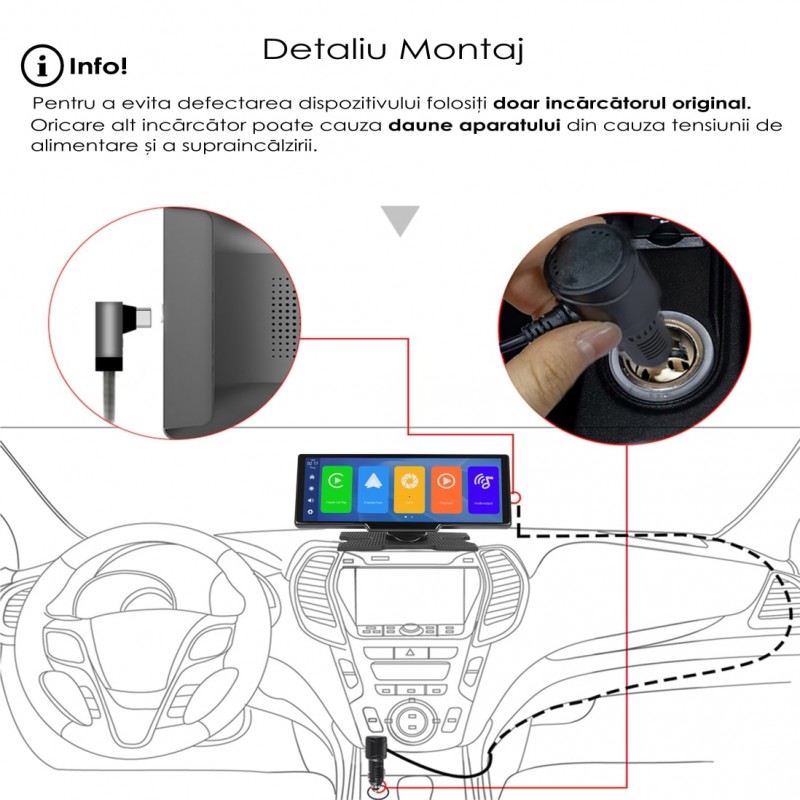 Navigatie auto universala 10.26" INOVA®, Android Auto, Wi-Fi Carplay ...