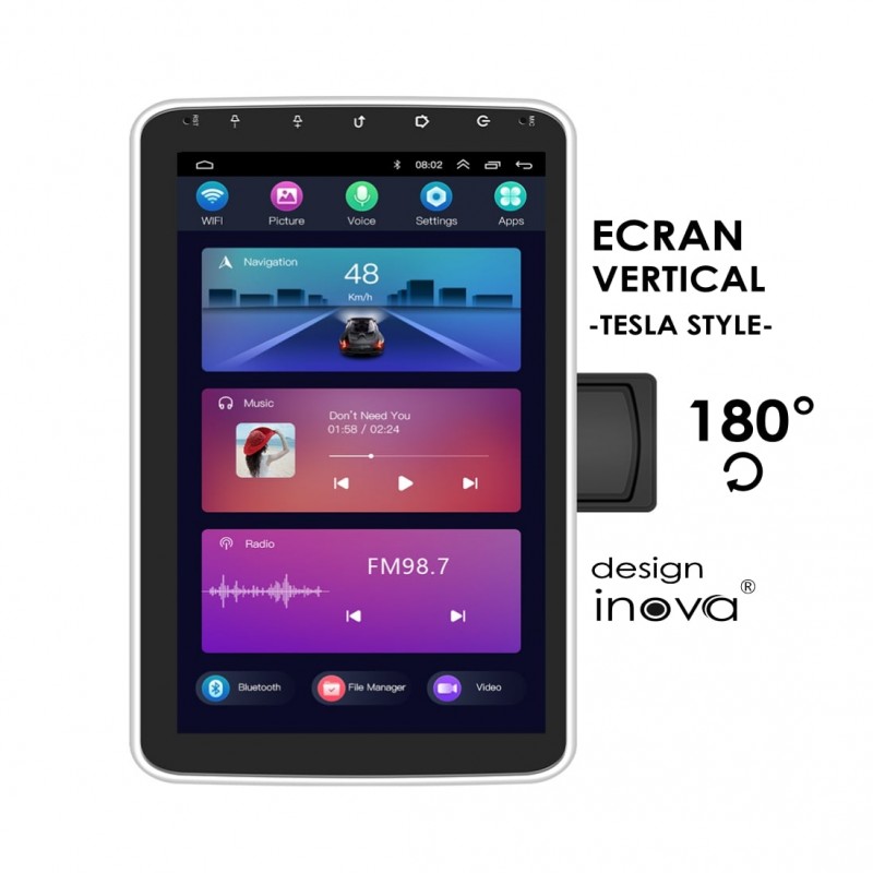 Navigatie auto universala ecran rotativ INOVA® 10.1 inch, 1DIN, Android ...