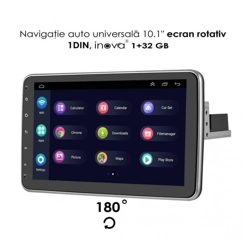 Navigatie auto universala ecran rotativ INOVA® 10.1 inch, 1DIN, Android ...