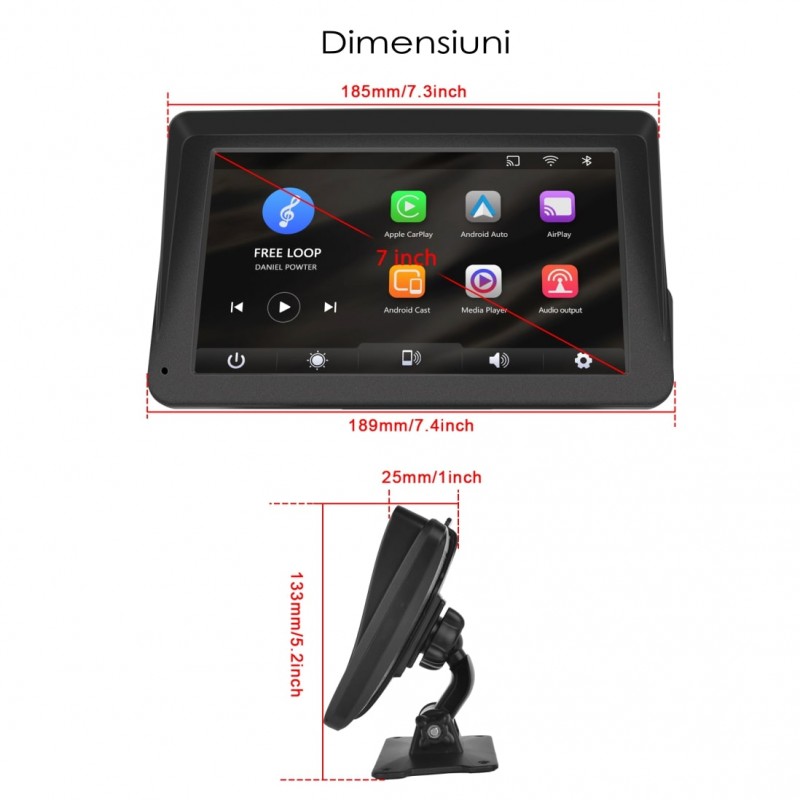 Navigatie auto universala 7" INOVA® portabila, Android Auto, Wi-Fi ...
