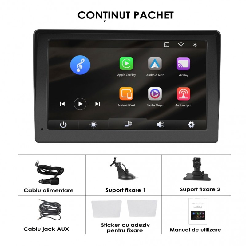 Navigatie auto universala 7" INOVA® portabila, Android Auto, Wi-Fi ...